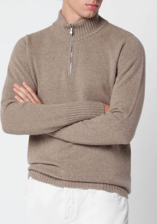 Drumohr Lang&auml;rmeliger Rollkragenpullover aus Wollmischung mit halbem Rei&szlig;verschluss