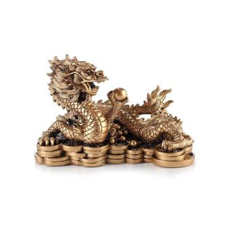La Chineuse Gro&szlig;e Feng-Shui-Drachenfigur - Drachenstatuette auf M&uuml;nzen - 14 x 21 x 11,5 cm - Symbol f&uuml;r Macht, St&auml;rke und Langlebigkeit - Chinesische asiatische D