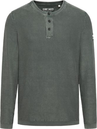 Camp David Herren Henley-Pullover Stone Washed Dark Forest, XXXL