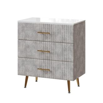 Vicco Kommode Velia, Kommodenschrank, Grau, 70 x 78.5 cm mit 3 Schubladen