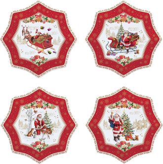 Easy Life Set mit 4 Tellern aus Porzellan 16 cm mit Weihnachtsmann CHME1002