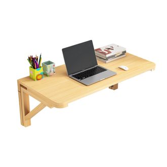 Generic An Der Wand Montierter Klapptisch, Schwebender Klappbarer Schreibtisch, Computer-Arbeitsbank Aus Massivholz, 50 Tragf&auml;higkeiten, Zusammenklappbares De