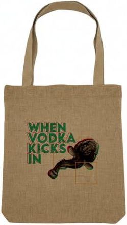 Fabulous Sac Shopping Tote Bag Aspect Lin - When Vodka Kicks In Biologie Humour Illustration Ancienne - Sac de Courses Toile Epaisse 360g Beige Naturel Cabas P