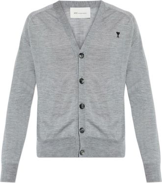 Ami Homme, Pulls, Gris, Taille: S De Coeur Cardigan en Laine Extra Fine