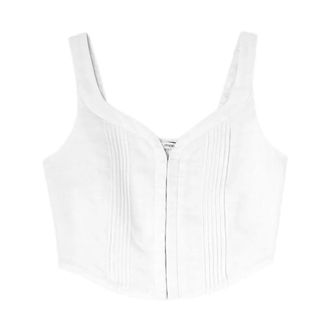 Motivi Bustier-Top aus Leinen-Lyocell-Mix - - Tops - Damen - Wei&szlig; - XL