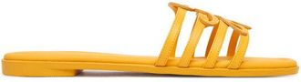 Tommy Hilfiger Pantoletten Th Script Flat Mule Lth FW0FW09368 Gelb