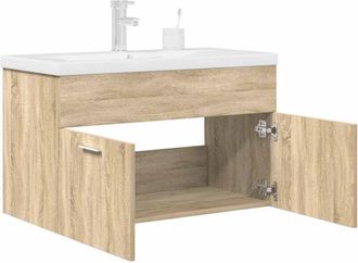 vidaXL vidaXL Waschbeckenunterschrank Einbaubecken Wasserhahn Sonoma-Eiche