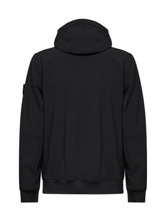Stone Island Mens Hooded Jacket Soft Shell-R Black Polyester Bomber