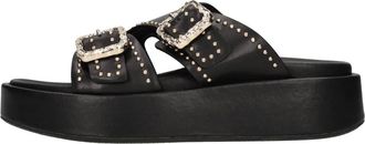 Emanuelle Vee Femme, Chaussures, Noir, Taille: 40 EU Leather Mules P146