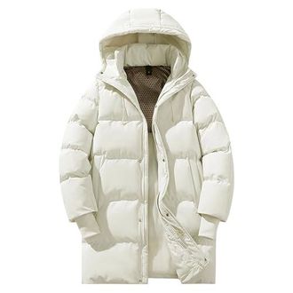 Generic Parka &agrave; capuche pour homme, doudoune chaude et imperm&eacute;able, manteau dhiver, v&ecirc;tement dext&eacute;rieur pour temps froid, blanc, taille moyenne