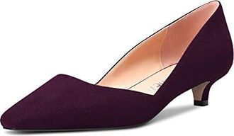 Castamere Femmes Bas Kitten Talon Heel Ferm&eacute; Carr&eacute; Bout Escarpins Slip-on Classique Cute Bureau 3.5 CM Heels Party Chaussures Violet A 45 EU