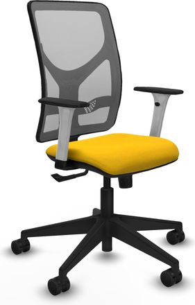 Piqueras y Crespo B&uuml;rostuhl mit wei&szlig;en und schwarzen Armlehnen, h&ouml;henverstellbare Lendenwirbelst&uuml;tze, ausgestattet mit 3 Positionen und Schneideschaum, Grau/Gelb