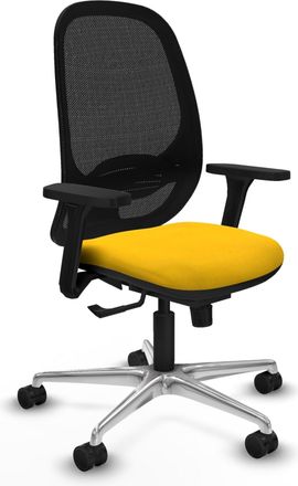 Piqueras y Crespo Hoher Schreibtischstuhl mit 3D-Armlehnen, h&ouml;henverstellbare Lendenwirbelst&uuml;tze, ausgestattet mit 3 Positionen und Schneidschaum, Schwarz/Gelb