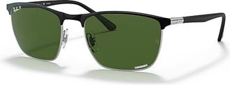 Ray-Ban Rb3686 Chromance Sonnenbrillen Schwarz Fassung Grün Glas Polarisiert 57-19
