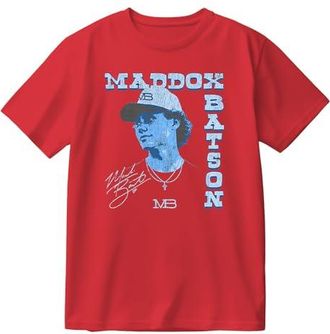 Generic Maddox Batson T-shirt en coton à col rond et manches courtes pour homme et femme, Rouge, XXL