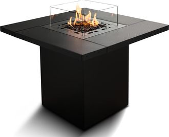 Planika Square Table Feuerstelle Gas mit Tisch Outdoor - Au&szlig;enkamin Feuerstelle Outdoor Terrassenfeuer Balkonfeuerstelle Feuerschale Tisch - Feuertisch mit Ab