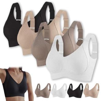 Generic Soutien-gorge rehausseur sans couture pour femme - Soutien-gorge push-up c&ocirc;tel&eacute; r&eacute;glable sans fil - Couverture compl&egrave;te, 4 pi&egrave;ces - A, 3XL