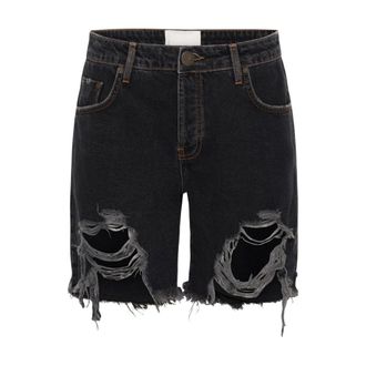One Teaspoon Schwarze Stevies Shorts mit Raw Hem - - Shorts - Damen - Schwarzk - W24