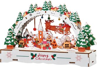 Generico Weihnachtsdorf aus Holz DIY | Schreibtischdekoration, Dorfdekoration - für Fensterbank Nachttisch Schlafzimmer Wohnzimmer Büro