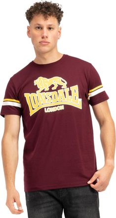 Lonsdale Herren T-Shirt Normale Passform METHLEY Oxblood/Yellow/White L