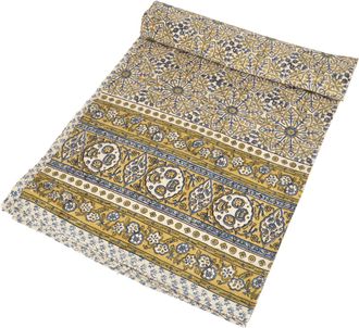 Guru Shop Blockdruck Tagesdecke, Bett & Sofa&uuml;berwurf, Handgearbeiteter Wandbehang, Wandtuch - Design 3, Baumwolle, Size:Double 225x275 cm