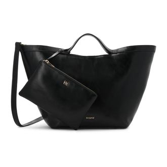 Kazar Elegante schwarze Lederhandtasche mit goldenem Logo - - Bags - Damen - Schwarzk - ONE SIZE