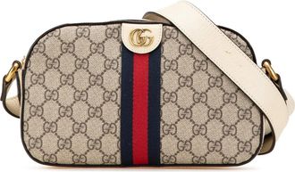 Gucci Hobo Bags - Small GG Supreme Textured Calfskin Web Ophidia Cam - Gr. unisize - in Braun - für Damen