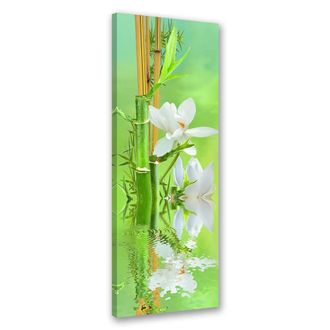 Feeby Wanddeko Blumen Leinwandbild Kunstdruck Nature Grün 30x90 cm