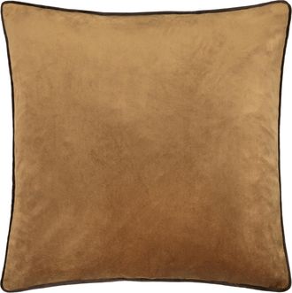 furn. Meridian Kissenbezug - luxuri&ouml;ser kontrastfarbener paspelierter Samt-Dekobezug (Karamell/Schokolade - 45x45cm)