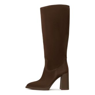 Cesare Gaspari Elegante Kniehohe Stiefel mit Blockabsatz Bambi - Braun - - Shoes - Damen - Braun - 40 EU