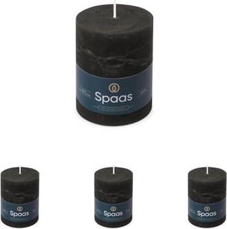 Spaas Rustikale Stumpenkerze 80/110 mm 65St. - schwarz (Packung mit 4)