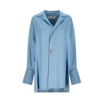 Darkpark Tunika Stil Tencel Hemd - - Blouses & Shirts - Damen - Blau - M