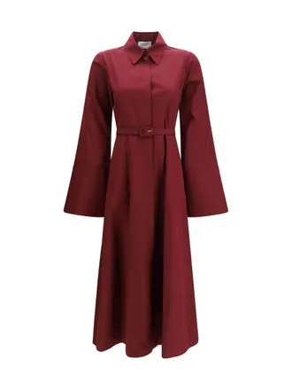 Gabriela Hearst Womens Maxi Shirtdress Carmina Bordeaux Cotton Dress