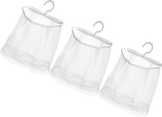 Cabilock 3 Stück Teiliges Mesh Aufbewahrungstaschen mit Haken Atmungsaktive Netzbeutel für Bad und Küche Vielseitiger Organizer für Wäscheklammern Platzsparend