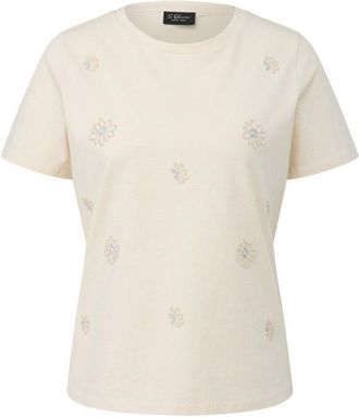 s.Oliver Kurzarmshirt T-Shirt T-Shirt im Relaxed Fit mit dekorativen Blumen