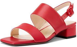 Castamere Femmes Bloc Chunky Bas Talon Heel Ouvert Carr&eacute; Bout Boucle Sandales Dress D&eacute;contract&eacute; Party Chaussures 3.5 CM Heels Rouge 38 EU