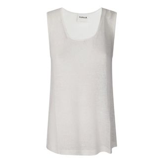 P.A.R.O.S.H. P.a.r.o.s.h., Femme, Tops, Beige, Taille: 40 FR D&eacute;bardeur en Lin, Encolure Ronde, Coupe Classique