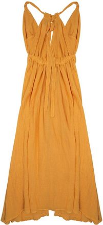 120% Lino Viscose-Linen Blend Dress - Yellow