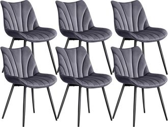 Yaheetech Yaheetech Lot de 6 Chaises de Salle &agrave; Manger avec Dossier, Chaise Cuisine R&eacute;tro, Assise en Velours et Pieds en M&eacute;tal, Capacit&eacute; 136kg, pour Salon