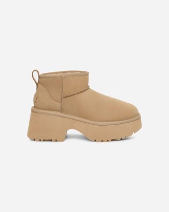 UGG Classic Ultra Mini New Heights Boot f&uuml;r Damen in Brown, Gr&ouml;&szlig;e Wildleder