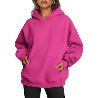 Generic Sweat &agrave; capuche dhiver pour femme, grande taille, doublure en polaire, chandail &agrave; capuche confortable, v&ecirc;tements dhiver, rose rouge, XL