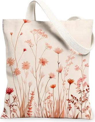 Generic Sacs fourre-tout en toile &agrave; motif floral vintage, l&eacute;gers, lavables et r&eacute;utilisables pour le printemps, lext&eacute;rieur, les voyages, la plage P, p&ecirc;che, 13x
