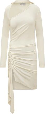 Off-white Femme, Robes, Blanc, Taille: 38 FR Mini-robe asym&eacute;trique fronc&eacute;e