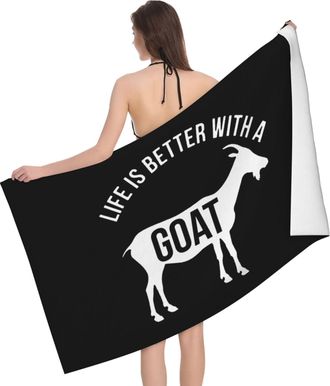 Generic Herren Damen Strandtuch Das Leben Ist Sch&ouml;ner Mit Ziegen Poolhandt&uuml;cher Kinder Reisehandtuch Erwachsene Duscht&uuml;cher F&uuml;r Strand Hotels Reise