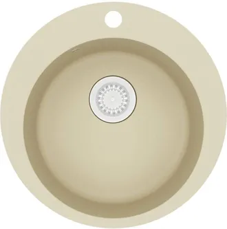 vidaXL Granitsp&uuml;le Einzelbecken Rund Beige Vidaxl