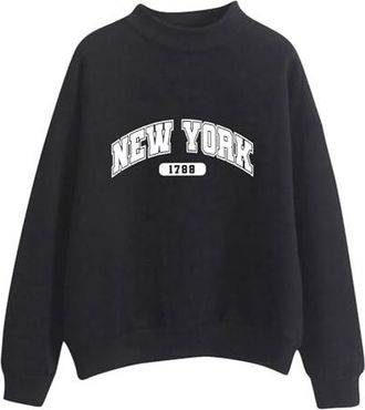 Generic 2026 Printemps Automne Hiver Col O Couleur unie Imprim&eacute; Manches Longues Pull Sweat-shirt, Noir, XXL