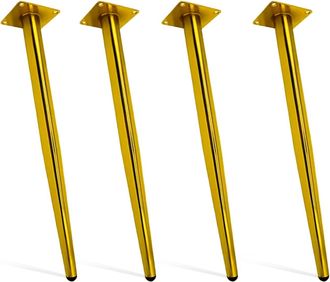 Generic Tischbeine f&uuml;r Esstisch, Gold, Metall, 4 St&uuml;ck, industrielle M&ouml;belbeine f&uuml;r Couchtisch, Sofa, St&uuml;hle, konische Schreibtischbeine mit verstellbaren Sch