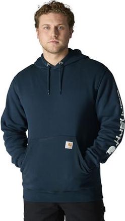 Carhartt Work in Progress Midweight Sleeve Hooded Sweatshirt Workwear Original Fit Pull à Capuche avec Logo sur la Manche Bleu Marine Taille XXL, New Navy, 2XL Homme