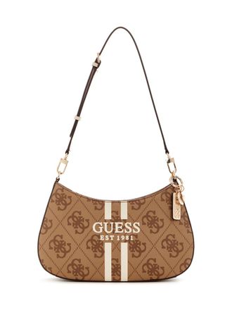 Guess Noelle II Top Zip Shoulder Bag Latte Logo