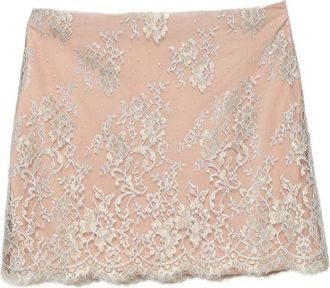 Valentino Lace-overlay Scalloped-edge Mini Skirt